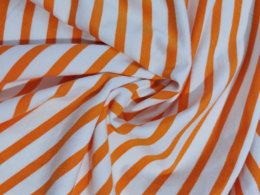 Malha Italiana s/ Carda c/ Elastano RISCAS LARANJAS | cstexteis