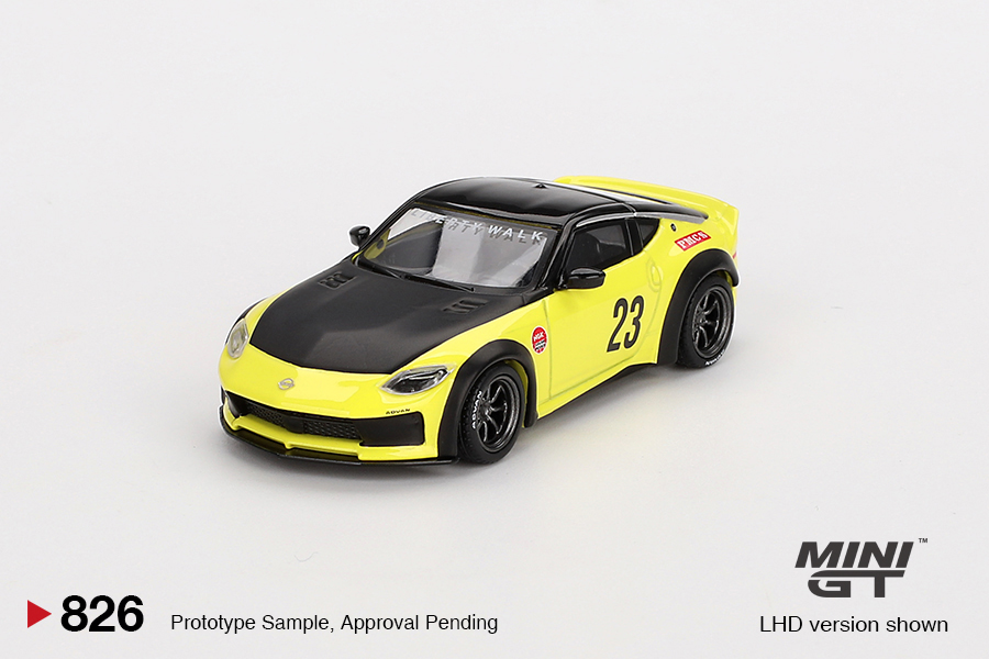Diecast 1:64 Nissan Z LB NATION WORKS Ikazuchi Yellow 2024 - Mini GT ...