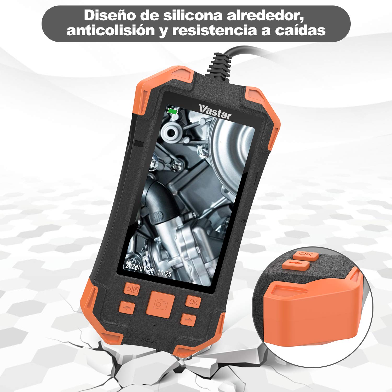 Endoscópio industrial 1080p rígido com ecrã LCD 5 metros | Frequência Mais