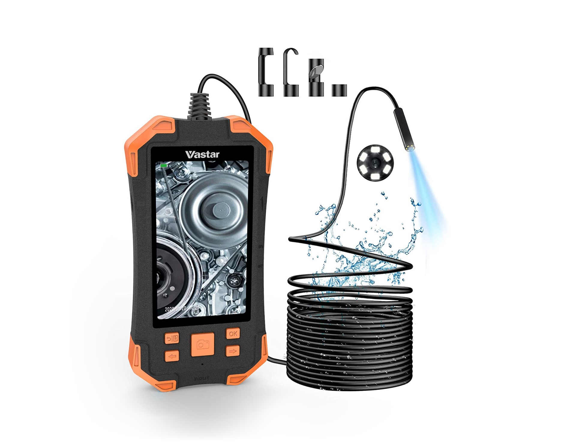 Endoscópio industrial 1080p rígido com ecrã LCD 5 metros | Frequência Mais