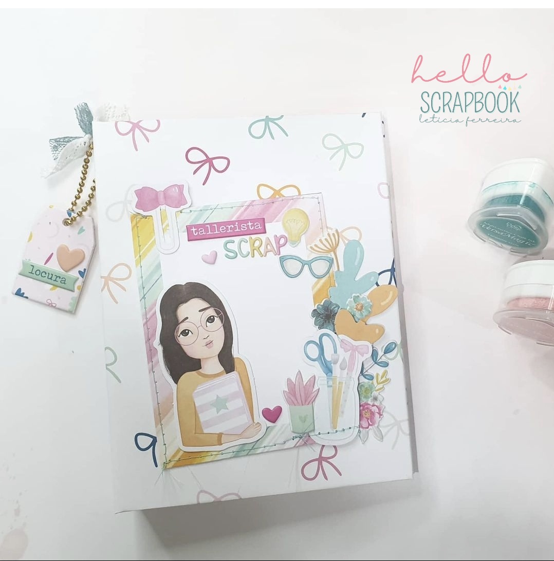 Tutorial Online Capa Bloco Notas | Hello Scrapbook Letícia Ferreira