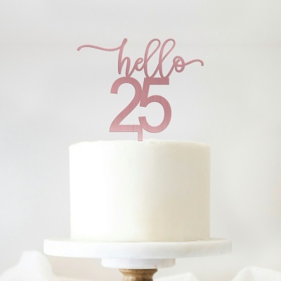 Topo Bolo Hello 25 Acrilico | O Segredo das Festas - LOJA DE ARTIGOS ...