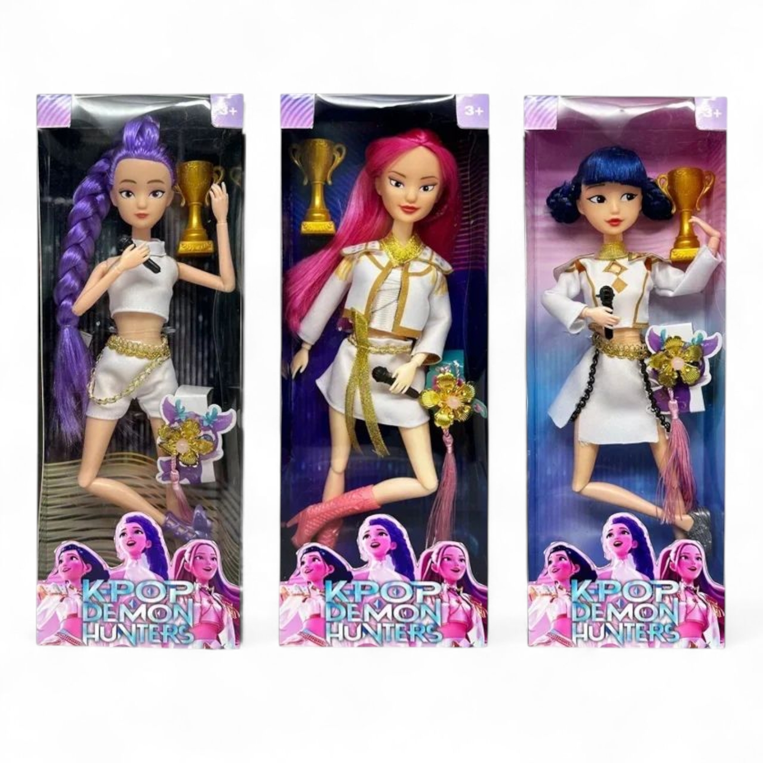 Conjunto 3 Bonecas K-Pop Demon Hunters - com música - inspiração ...