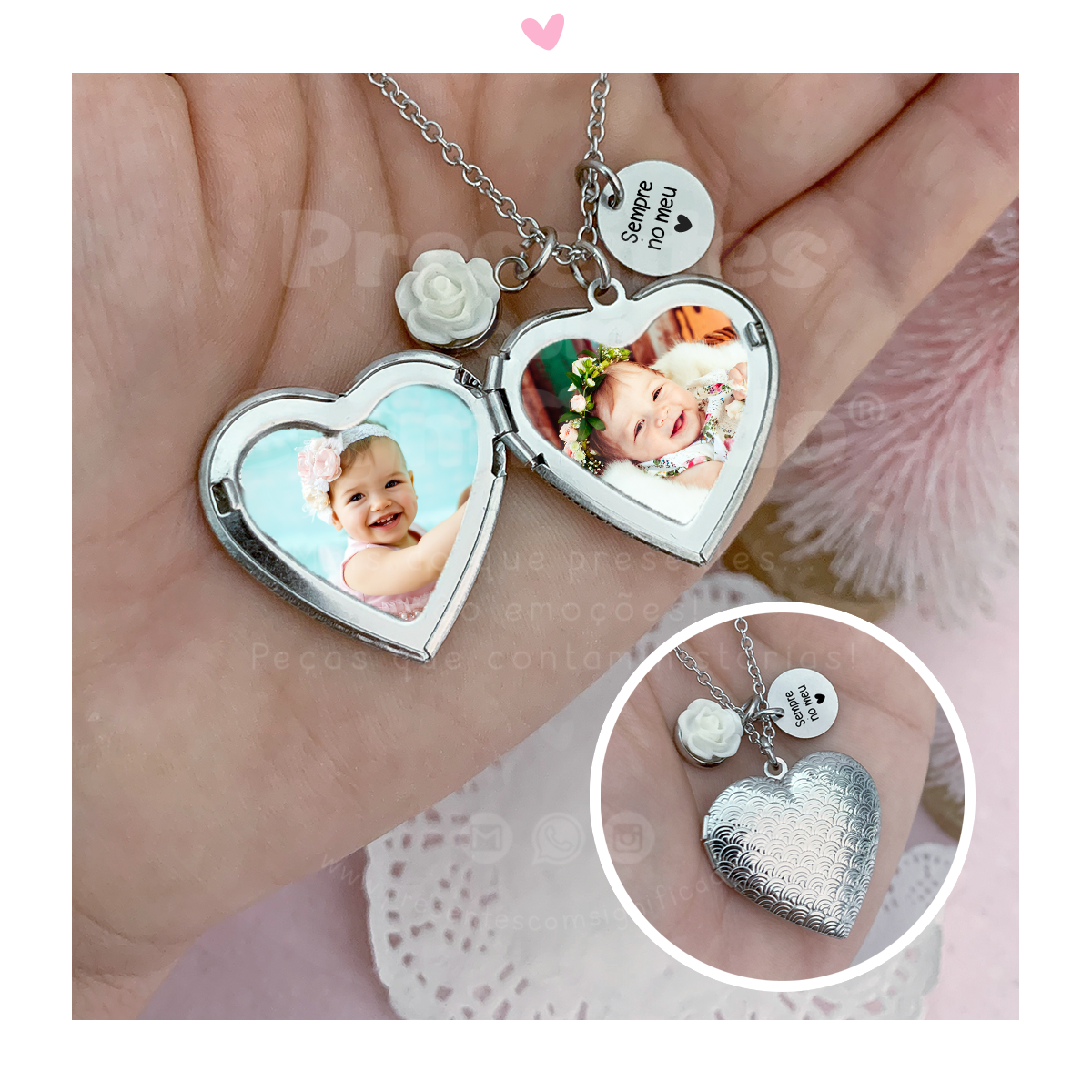 Colar aço locket coração | Presentescomsignificado