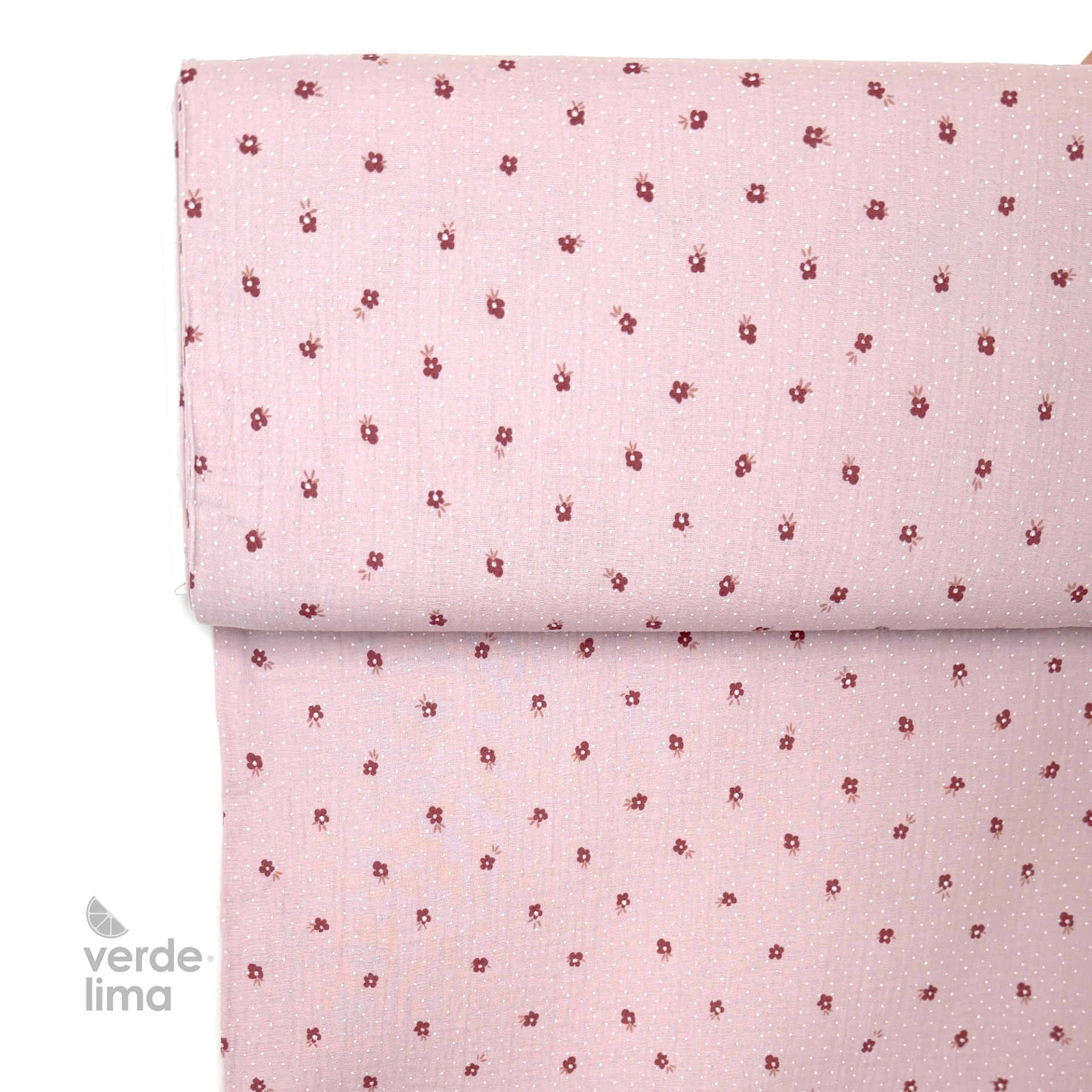 Musselina de algodão - Earth flowers | Verde Lima